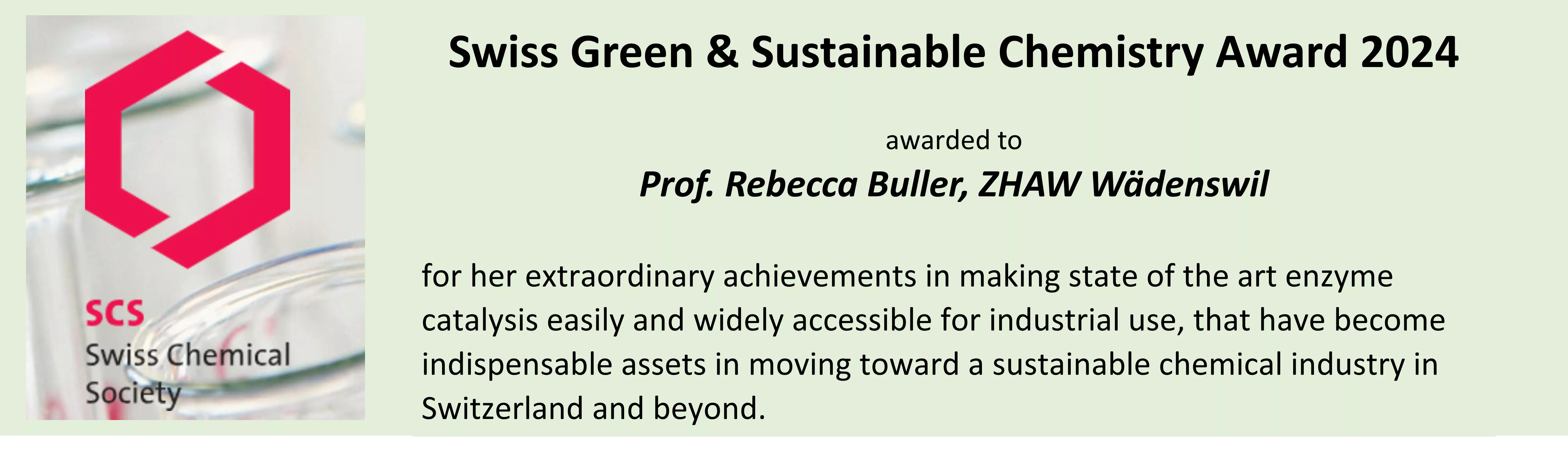 Swiss Green & Sustainable Chemistry Award 2024 | ZHAW Zürcher ...
