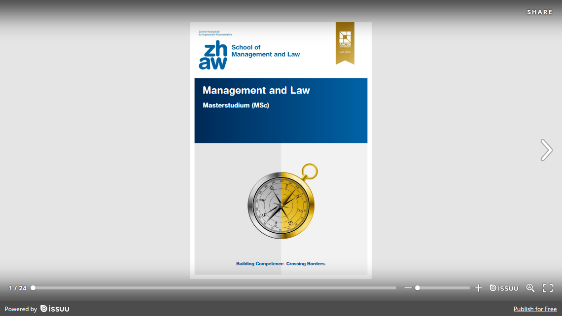 Master in Management and Law | ZHAW School of Management and Law